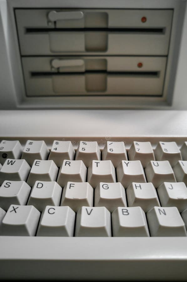Antique Computer Keyboard and 5 Inch Disk Drives Stock Photo - Image of ...