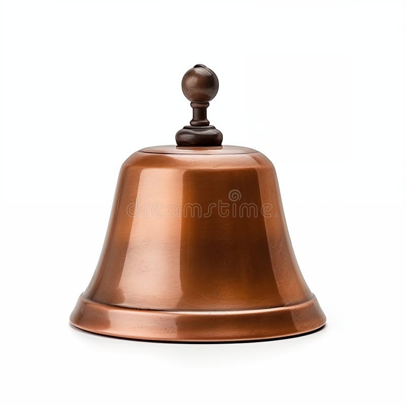 Antique Copper Bell with Handle on a White Background Stock ...