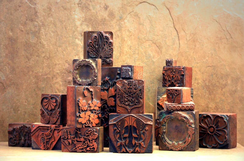 Antique Copper Printing Blocks Stock Image - Image of vintage, german ...