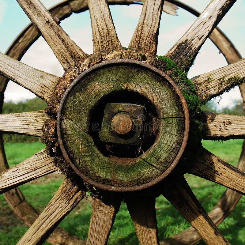 Antique Country Wagon Wheel Stock Image - Image of mossy ...