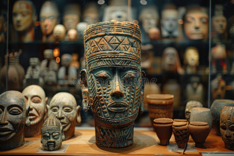 Antique Cultural Artifacts, Stone Heads Stock Image - Image of ...