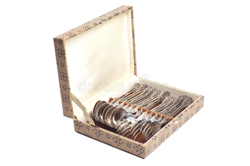 Antique Cutlery Spoons and Forks in Box Stock Photo - Image of kitchen ...