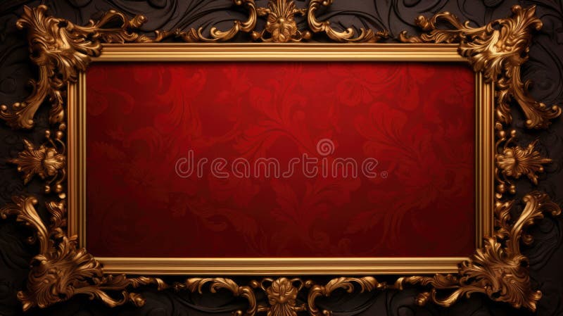 Antique Damask Frame with Red and Gold Color, Ai Stock Illustration ...