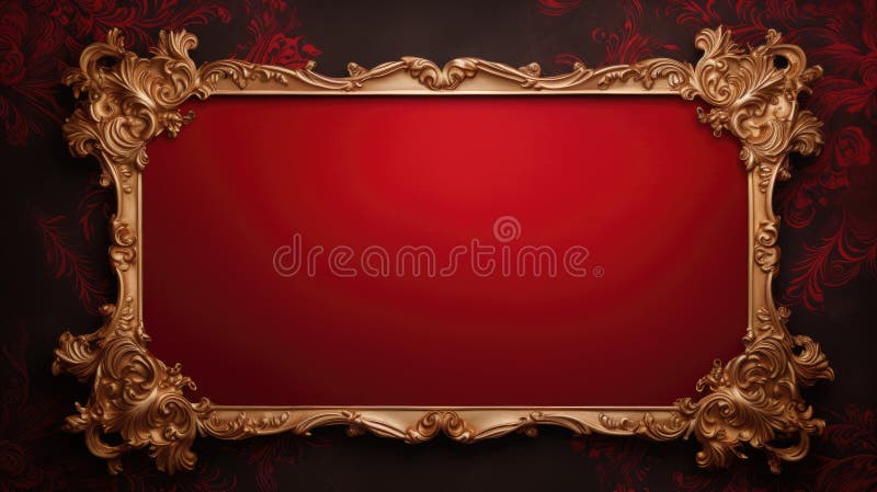 Antique Damask Frame with Red and Gold Color, Ai Stock Illustration ...