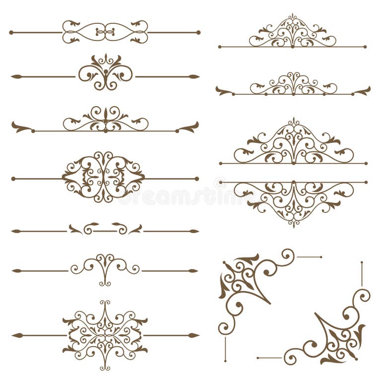 Antique Decorative Elements, and Scroll Elements, Set Page Dividers ...