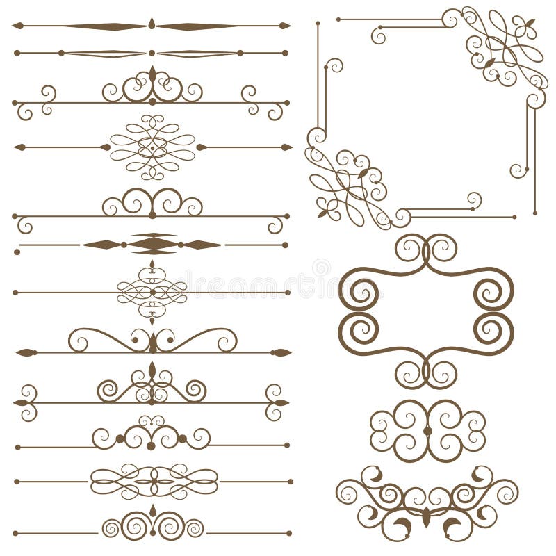 Antique Decorative Elements, and Scroll Elements, Set Page Dividers ... Antique Decorative Elements, and Scroll Elements, Set Page Dividers ...