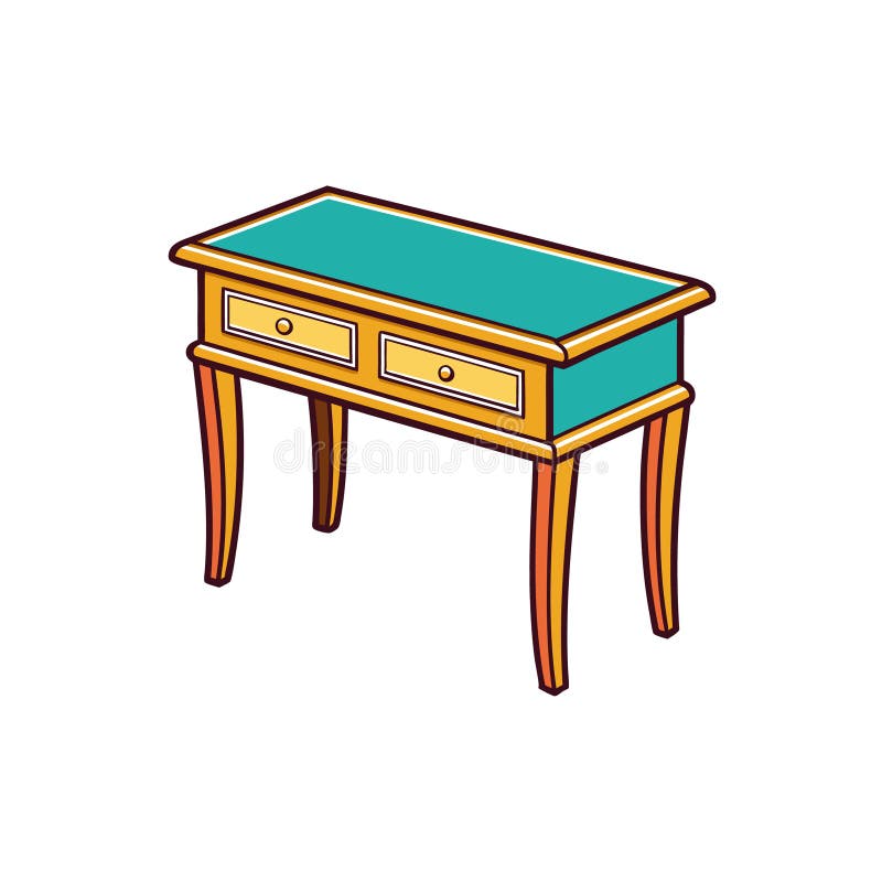 Antique Desk Vector Illustration with Drawers and Decorative Legs Stock ...