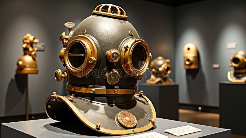 Antique Diving Helmet Display Maritime Museum Exhibit Stock Photos ...