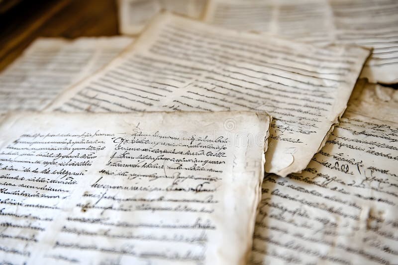 Ancient Handwritten Documents Stock Illustration - Illustration of ...