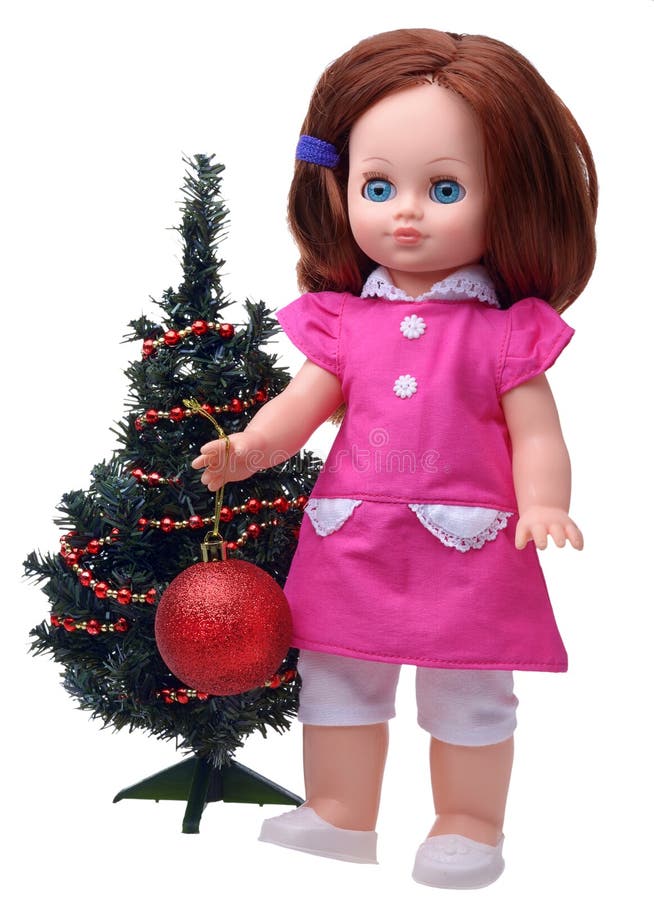 Antique Doll Decorating Christmas Tree Stock Photo - Image of christmas ...
