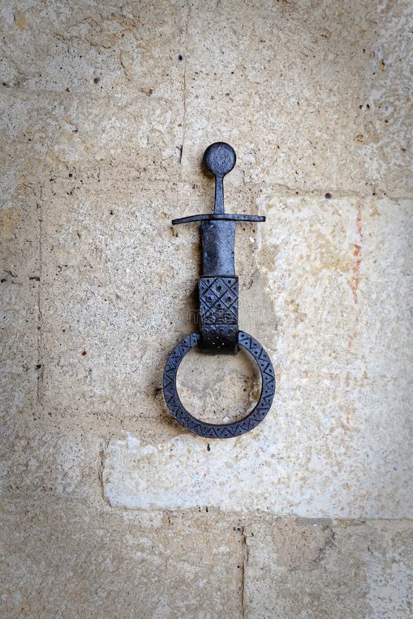 Antique Door Knocker Iron Sword-shaped Stock Image - Image of handle ...