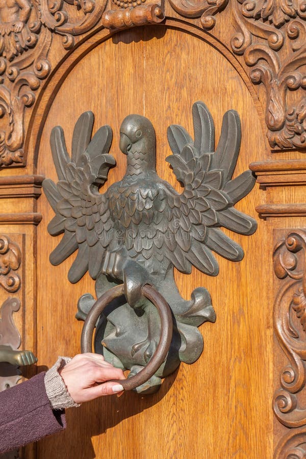 Antique Door with Knocker in the Shape of an Eagle Stock Photo - Image ...