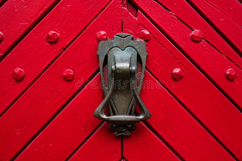 Antique Door Lock on Background of Old Red Doors Stock Image - Image of ...