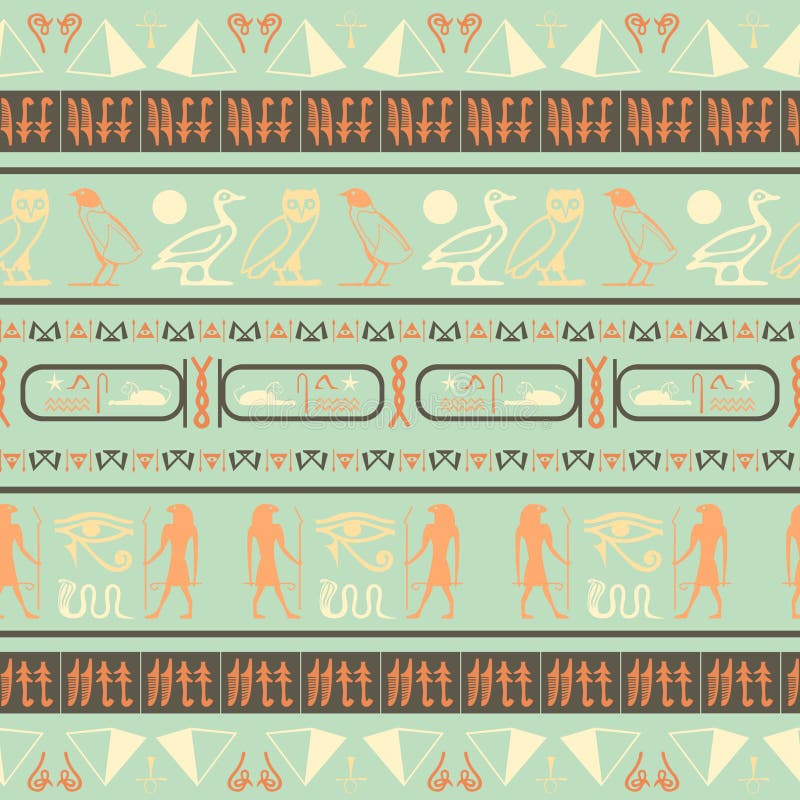 Antique Egypt Writing Seamless Background. Stock Vector - Illustration ...