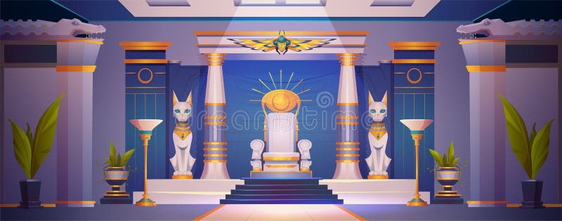 Antique Egyptian Throne Room Interior Stock Illustration - Illustration ...