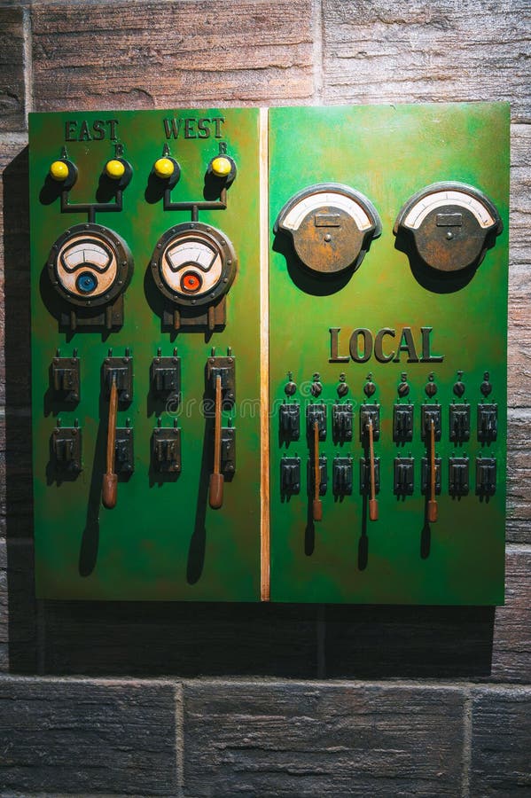 Antique Electricity Controlling Panel on the Wall of an Underground ...