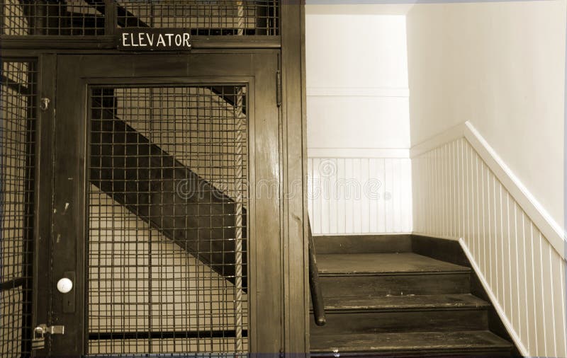 Antique elevator stock photo. Image of stairways, loft - 14246894
