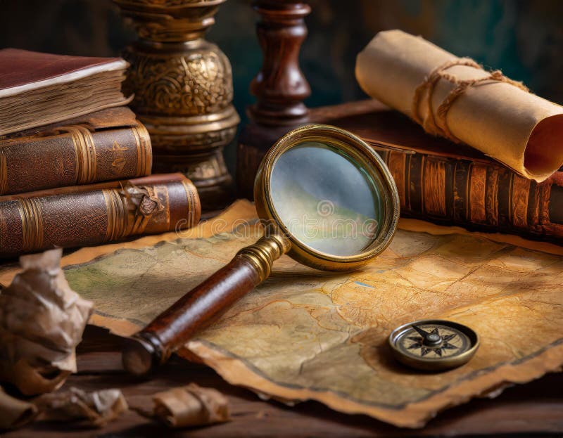 Antique Exploration and Navigation Desk Stock Illustration ...