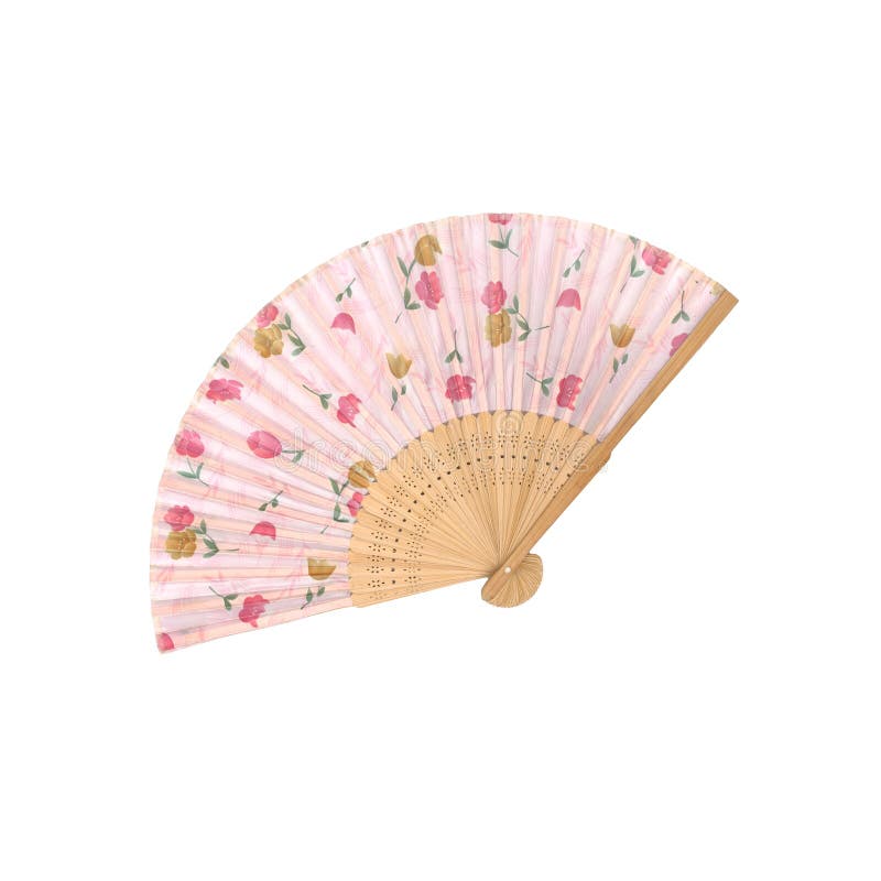 Antique Fan Japanese Folding on White Background Stock Image - Image of ...