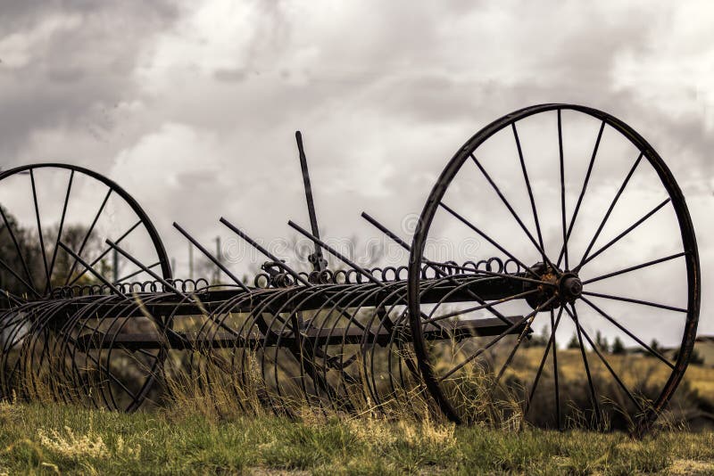 Antique Farm Hay Rake stock image. Image of metal, agriculture - 94872631