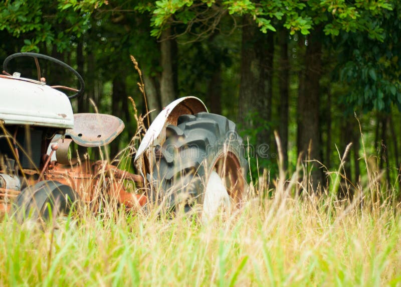 Antique Farm Tractor in Field Stock Photo - Image of field, tractor ...