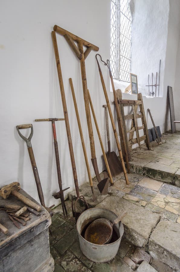 Antique Farming Equipment - Various Hand Tools Stock Image - Image of ...