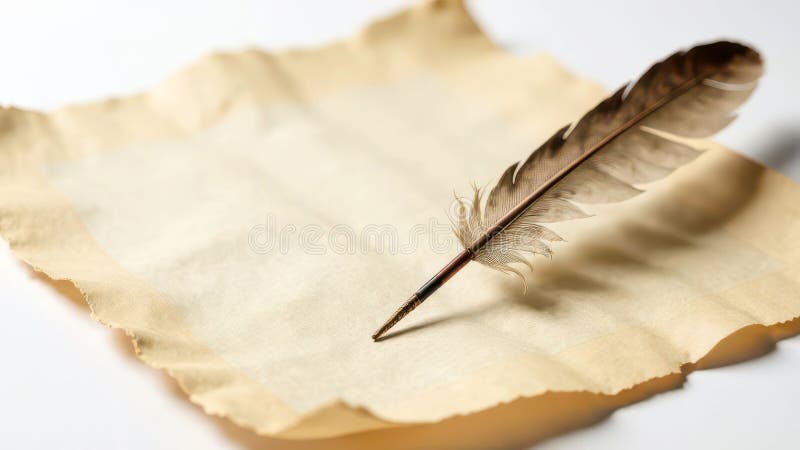 Antique Feather Quill Writing Tool with Flowers Stock Illustration ...