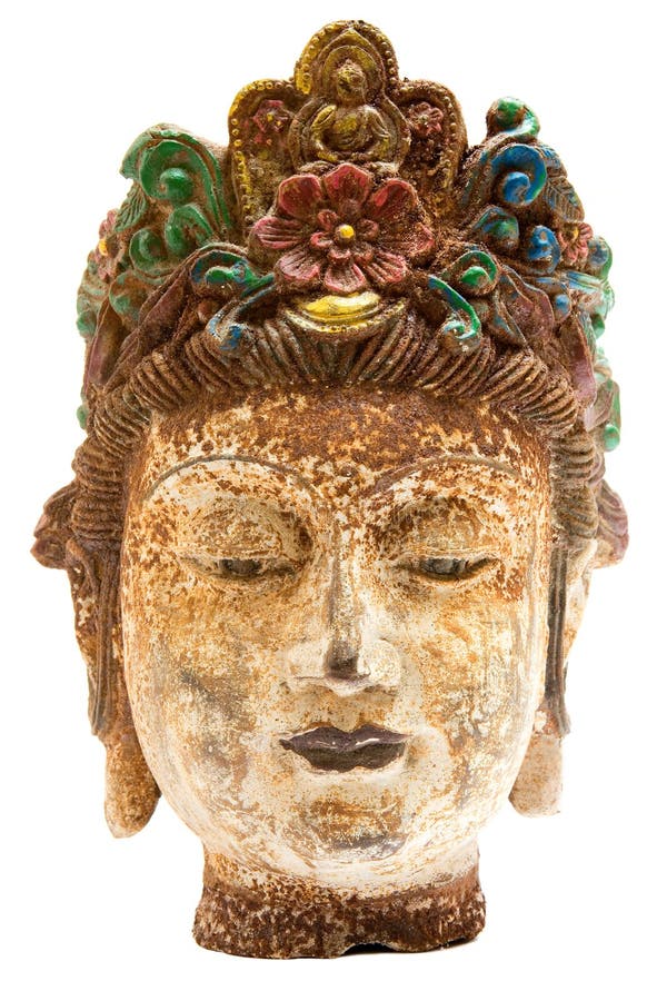 Ancient Aztec Head Statue Isolated. Stock Image - Image of statues ...