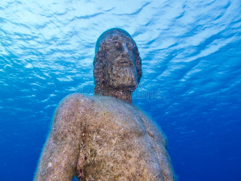 An Ancient Greek Figure Underwater Stock Image - Image of underwater ...
