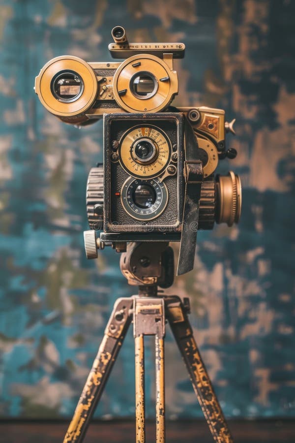 Antique Film Camera on Stand, Perfect for Retro Projects Stock Photo ...