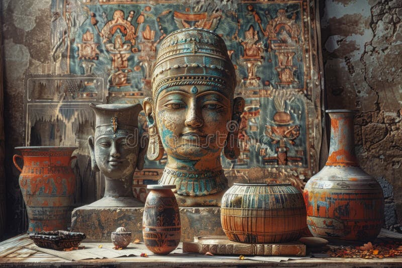 Antique Finds of Ancient Civilization, Historical Artifacts Stock Image ...