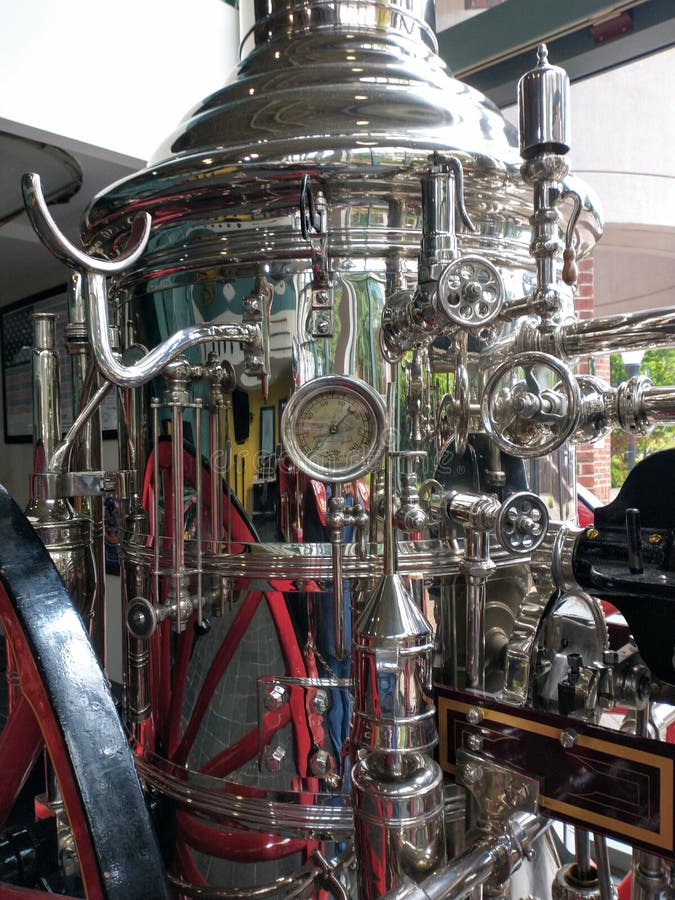 Antique Fire Engine Steam Engine Stock Image - Image of wheel, dial ...