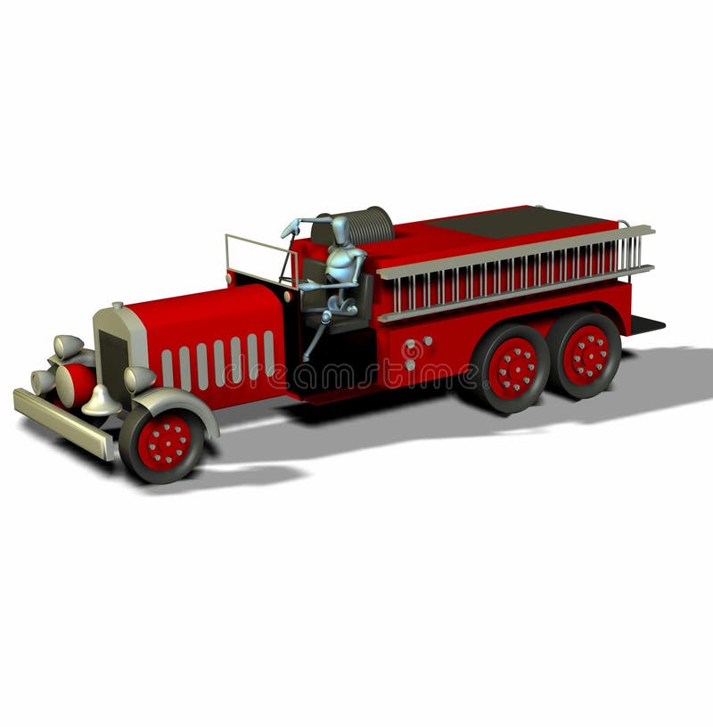 Antique fire truck stock illustration. Illustration of manikin - 12945164