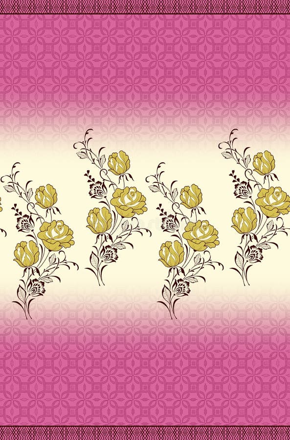 Antique Flower Design with Digital Background Stock Illustration ...