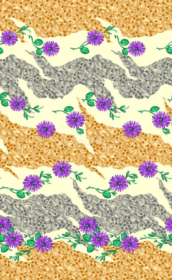 Antique Flower Design with Digital Background Stock Illustration ...