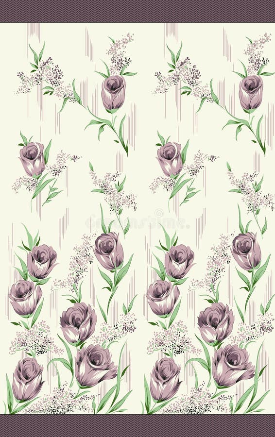 Antique Flower Design with Digital Background Stock Illustration ...