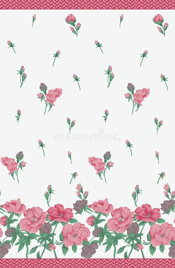 Antique Flower Design with Digital Background Stock Illustration ...