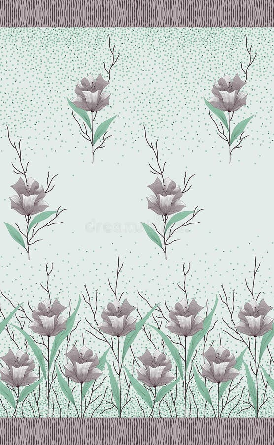 Antique Flower Design with Digital Background Stock Illustration ...