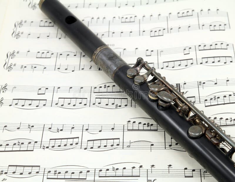 Antique Flute and Music stock photo. Image of musical - 37122424