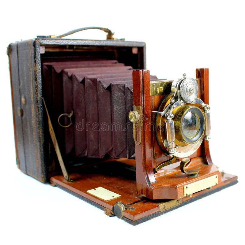 Antique Folding Camera Side View Stock Photo - Image of front, side ...