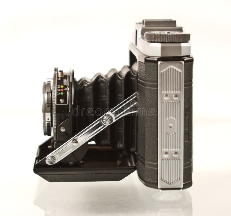 Antique Folding Medium Format Camera in Profile Stock Photo - Image of ...