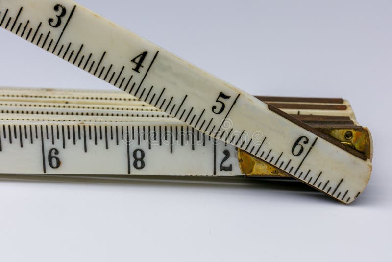 Antique Folding Ruler on White Background Stock Photo - Image of ...