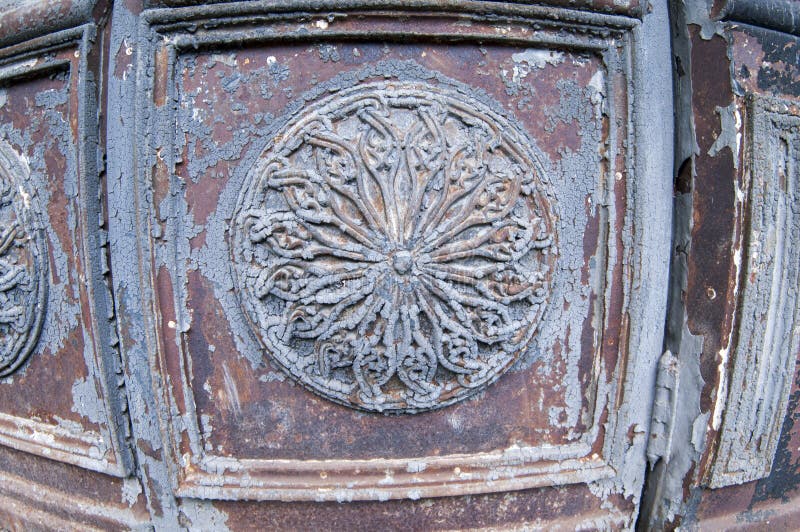 Antique Forged Element in the Shape of a Circle with Peeled Paint Stock ...