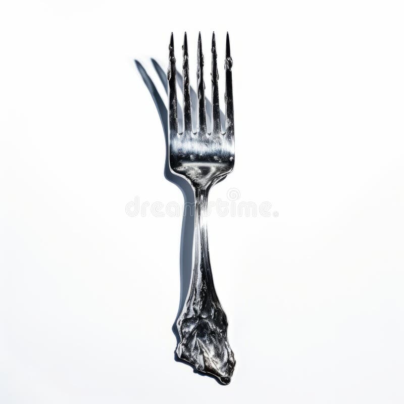Gothic-influenced Fork Image with Precisionist Style and Shiny White ...