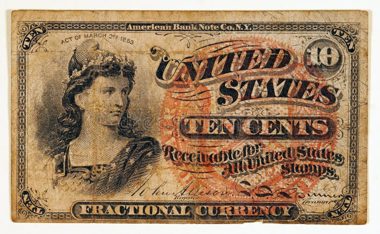 Antique Fractional Currency Note Stock Image - Image of obverse ...