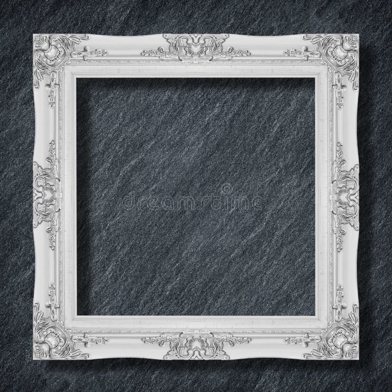 The Antique Frame on Dark Grey Black Slate Background or Texture,white ...