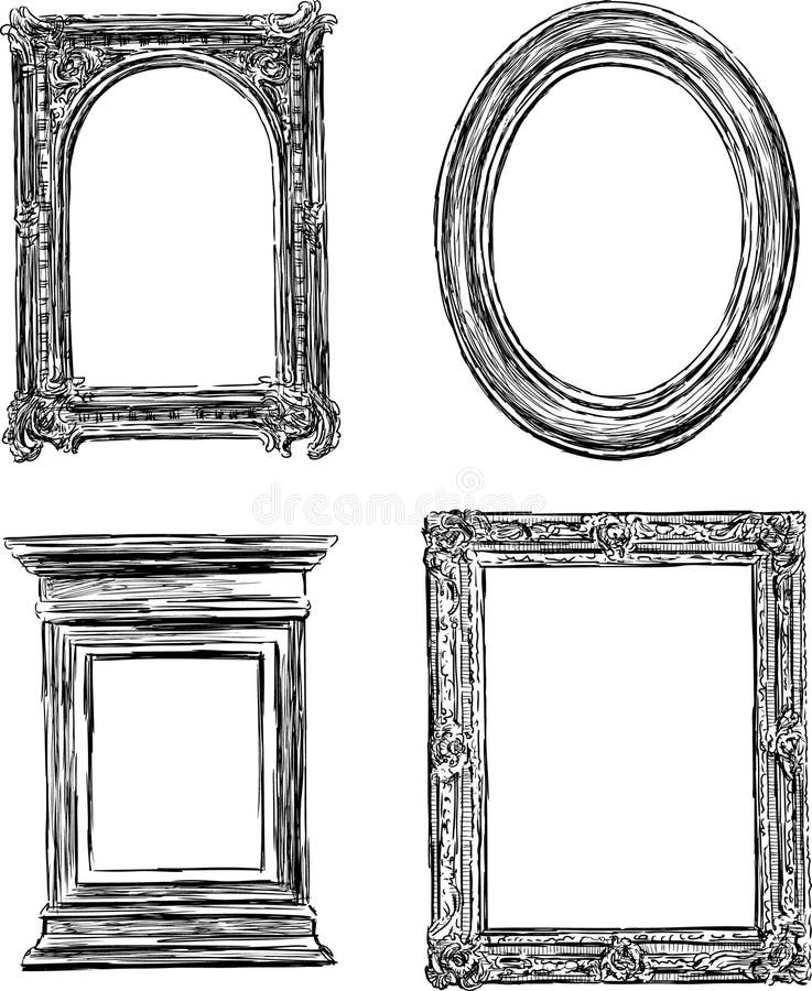 Antique frames stock vector. Illustration of sketch, drawn - 33501398