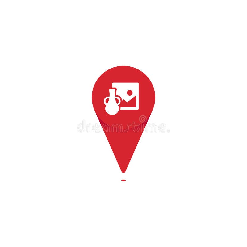 Antique Gallery Shop Store Pin Point Icon Logo for Map Location Vector ...