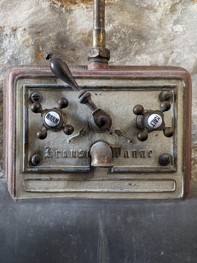 Antique German Brass Faucet with Ceramic Elements for the Bathtub Stock ...