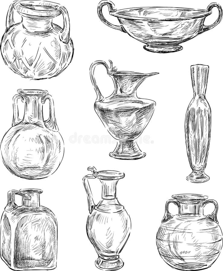 Antique glassware stock vector. Illustration of sketch - 44092666